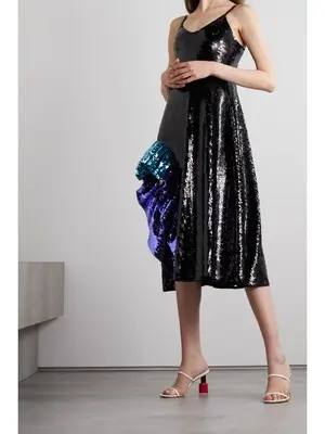 Loewe Ruffled Sequined Wool Midi Dress