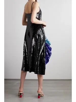 Loewe Ruffled Sequined Wool Midi Dress