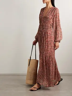 MARANT ETOILE Briane Printed Georgette Maxi Dress - Red