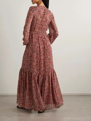 MARANT ETOILE Briane Printed Georgette Maxi Dress - Red