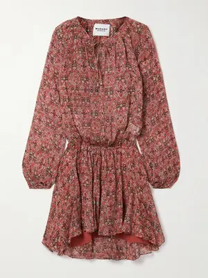 MARANT ETOILE Bess Gathe Printed Mini Dress