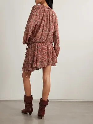 MARANT ETOILE Bess Gathe Printed Mini Dress