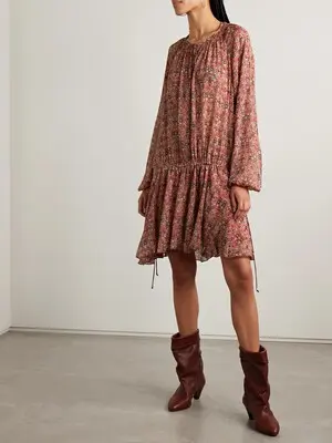 MARANT ETOILE Bess Gathe Printed Mini Dress