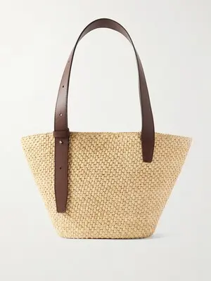 Lié Studio The Bianca Small Leather-trimmed Raffia Tote - Neutrals