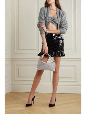 Alessandra Rich Cropped Crystal-embellished Knitted Top