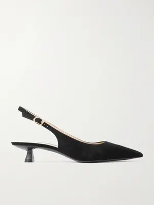 STUART WEITZMAN Sculpt Suede Slingback Pumps - Black