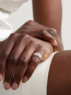 KAMYEN 18-karat White Gold, Diamond And Enamel Ring