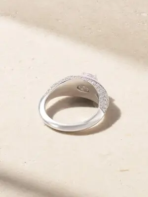KAMYEN 18-karat White Gold, Diamond And Enamel Ring