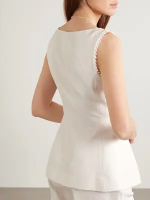 Saloni Bibba Cotton, Linen And Silk-blend Twill Top