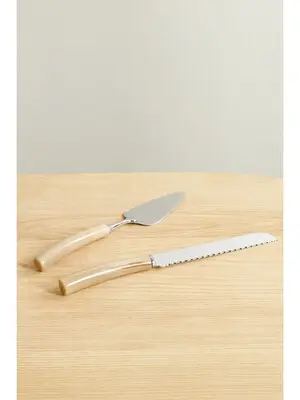Brunello Cucinelli Stainless Steel And Horn Serving Set - Brown