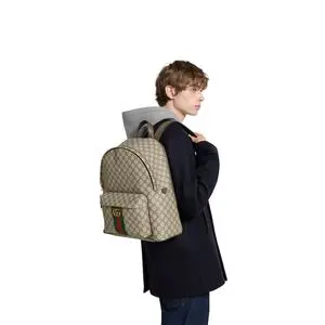 Gucci Ophidia Medium Backpack Gg Canvas - Beige