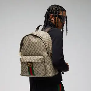 Gucci Ophidia Medium Backpack Gg Canvas - Beige