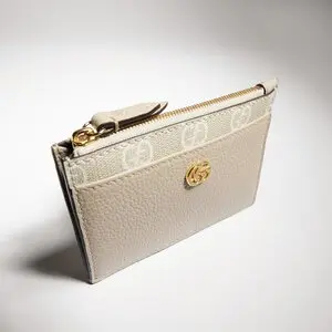 Gucci Bi-color Gg Marmont Zip Key Pouch Leather