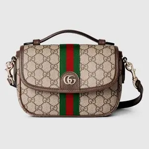 Gucci Ophidia Small Top Handle Bag Gg Canvas - Beige