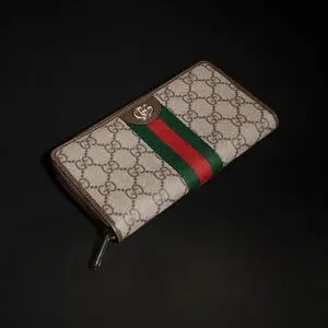 Gucci Ophidia Zip Around Wallet Gg Canvas - Beige