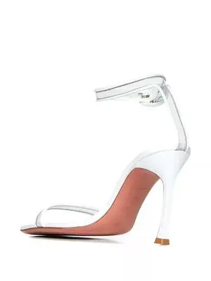 Amina Muaddi 95mm Kim Strappy Sandals - White