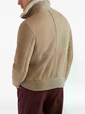 Brunello Cucinelli Shearling-collared Suede Jacket - Brown