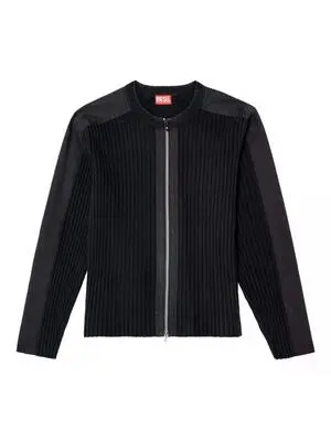 DIESEL® K-matty Ribbed Zip-up Cardigan - Black