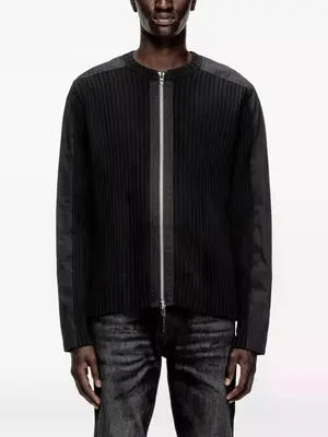 DIESEL® K-matty Ribbed Zip-up Cardigan - Black