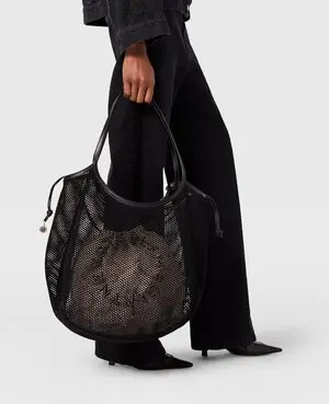 Stella McCartney Logo Mesh Hobo Bag - Black