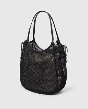 Stella McCartney Logo Mesh Hobo Bag - Black