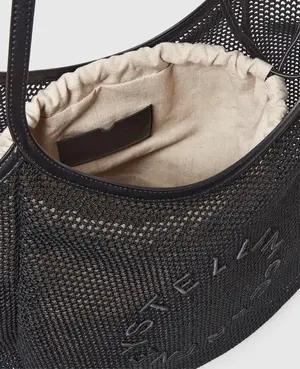 Stella McCartney Logo Mesh Hobo Bag - Black