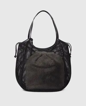 Stella McCartney Logo Mesh Hobo Bag - Black