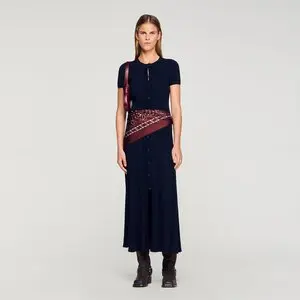 Sandro Knit Maxi Dress - Navy Blue