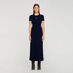 Sandro Knit Maxi Dress - Navy Blue