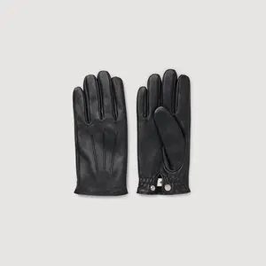 Sandro Smooth Lambskin Gloves - Black