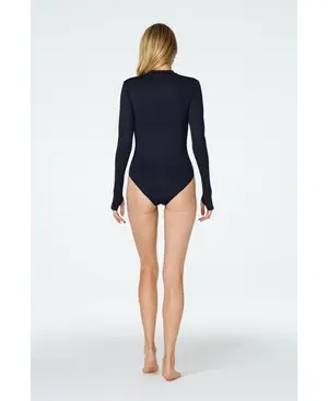 WATSKIN Ryann Bodysuit With Zebra Print - Black