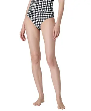 WATSKIN Aria Bikini Brief - Black/ivory Houndstooth