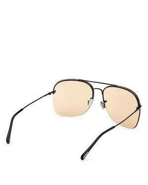 TOM FORD Pilot Sunglasses, 64mm - Black/brown