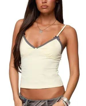 EDIKTED Ruelle Contrast Frill Tank Top - Yellow