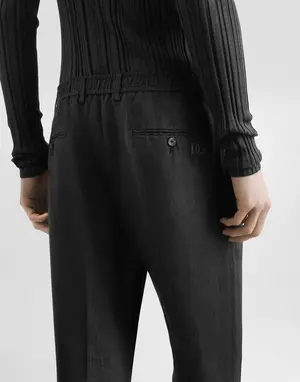 Dolce & Gabbana Washed Linen Canvas Trousers - Grey