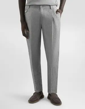 Dolce & Gabbana Washed Linen Canvas Trousers - Grey