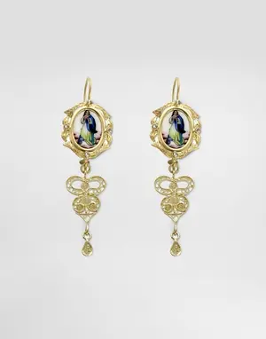 Dolce & Gabbana Sicily Earrings In Yellow With Sapphires - Gold