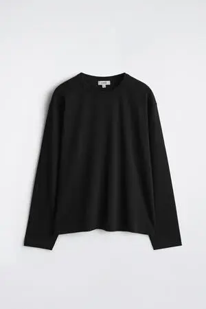 Cos Relaxed Jersey Interlock Long-sleeved T-shirt - Black