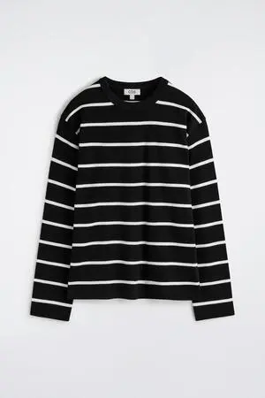 Cos Relaxed Jersey Interlock Long-sleeved T-shirt - Black