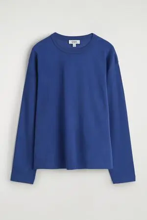 Cos Relaxed Jersey Interlock Long-sleeved T-shirt Blue