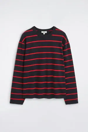Cos Relaxed Jersey Interlock Long-sleeved T-shirt - Navy