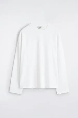Cos Relaxed Jersey Interlock Long-sleeved T-shirt - White