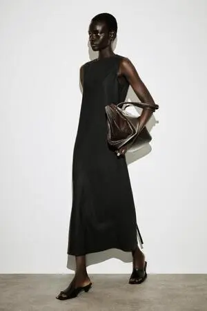 Cos Bias Cut Linen Blend Midi Dress