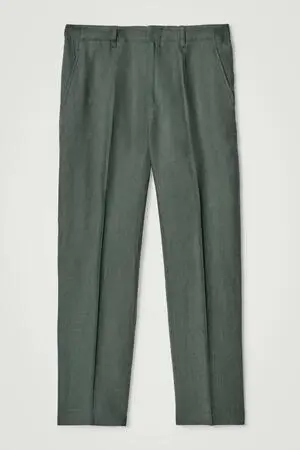 Cos Relaxed Fit Linen Tapered Pants - Green