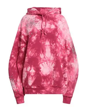 DES_PHEMMES Tie-dye Crystal Embellished Cotton Hoodie - Pink