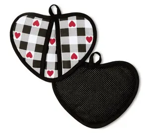 MARTHA STEWART Love Check Heart Shaped Potholde R 2-pack Set - One-color