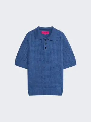 THE ELDER STATESMAN Nora Lite Check Polo - Blue