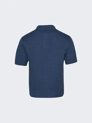 THE ELDER STATESMAN Nora Lite Check Polo - Blue