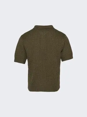 THE ELDER STATESMAN Nora Lite Check Polo - Kelp