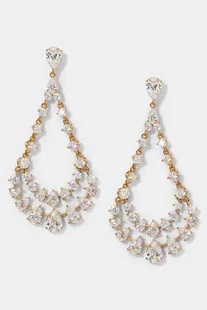 Nadri Willow Cz Drama Drop Earrings - Gold